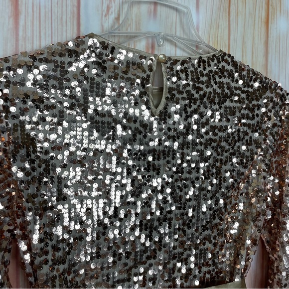 Yuni Los Angeles | Tops | Yuni Los Angeles Rose Gold Sequin Tunic Blouse Ml | Poshmark